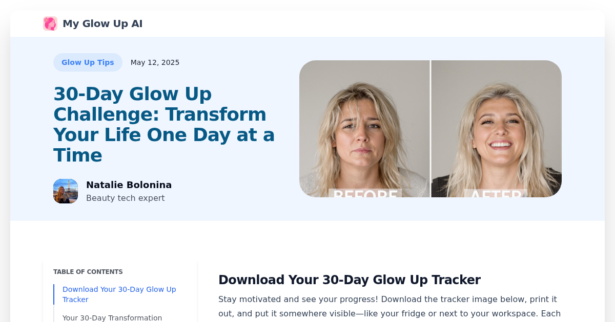 30-Day Glow Up Challenge: Transform Your Life One Day at a Time