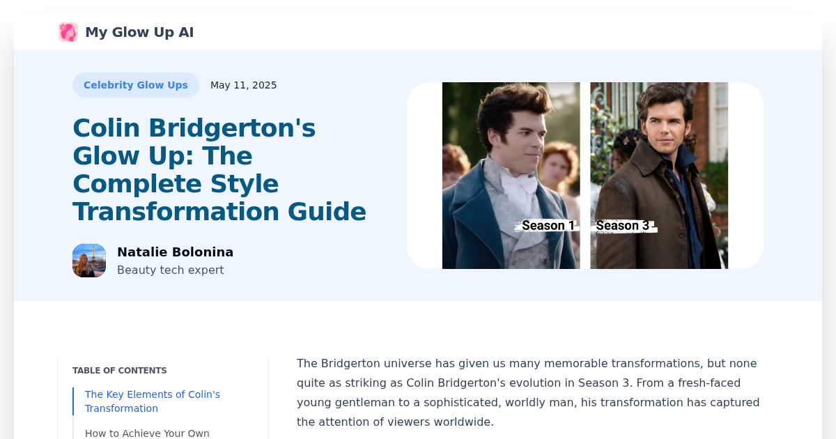 Colin Bridgerton's Glow Up: The Complete Style Transformation Guide